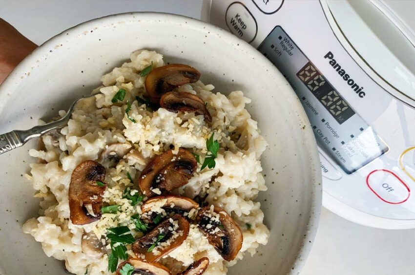 Rice Cooker Mushroom Risotto | The Ideas Kitchen