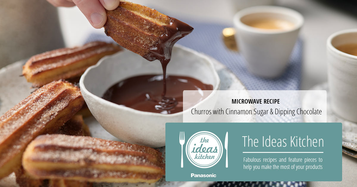 Churros with Cinnamon Sugar & Dipping Chocolate | The Ideas Kitchen