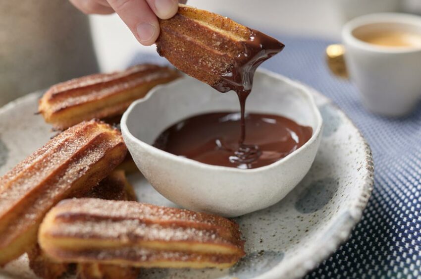 Churros with Cinnamon Sugar & Dipping Chocolate | The Ideas Kitchen