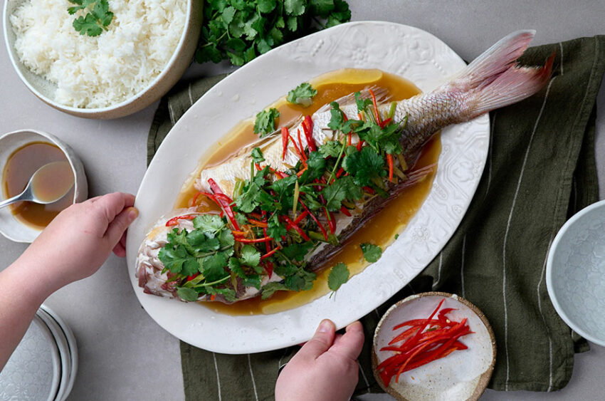 Cantonese Style Steamed Snapper | The Ideas Kitchen